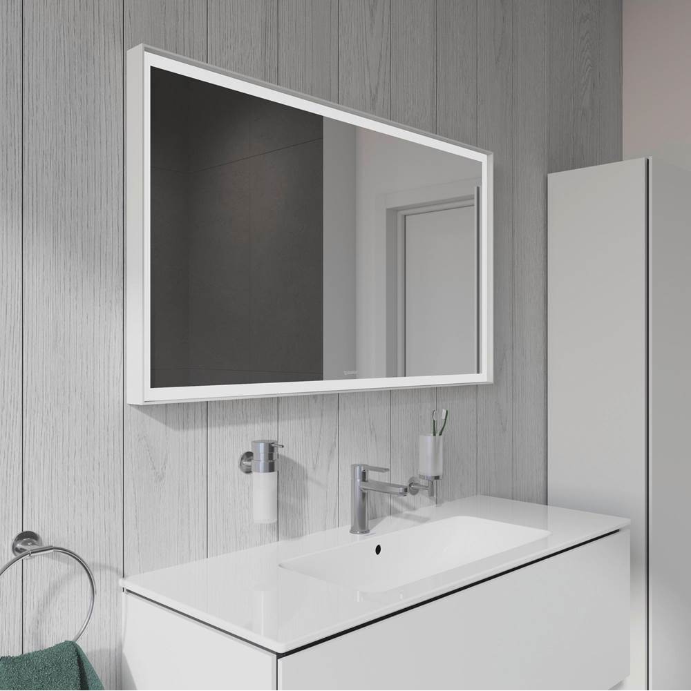 L-Cube Mirror with Lighting White Aluminum – Baths of America